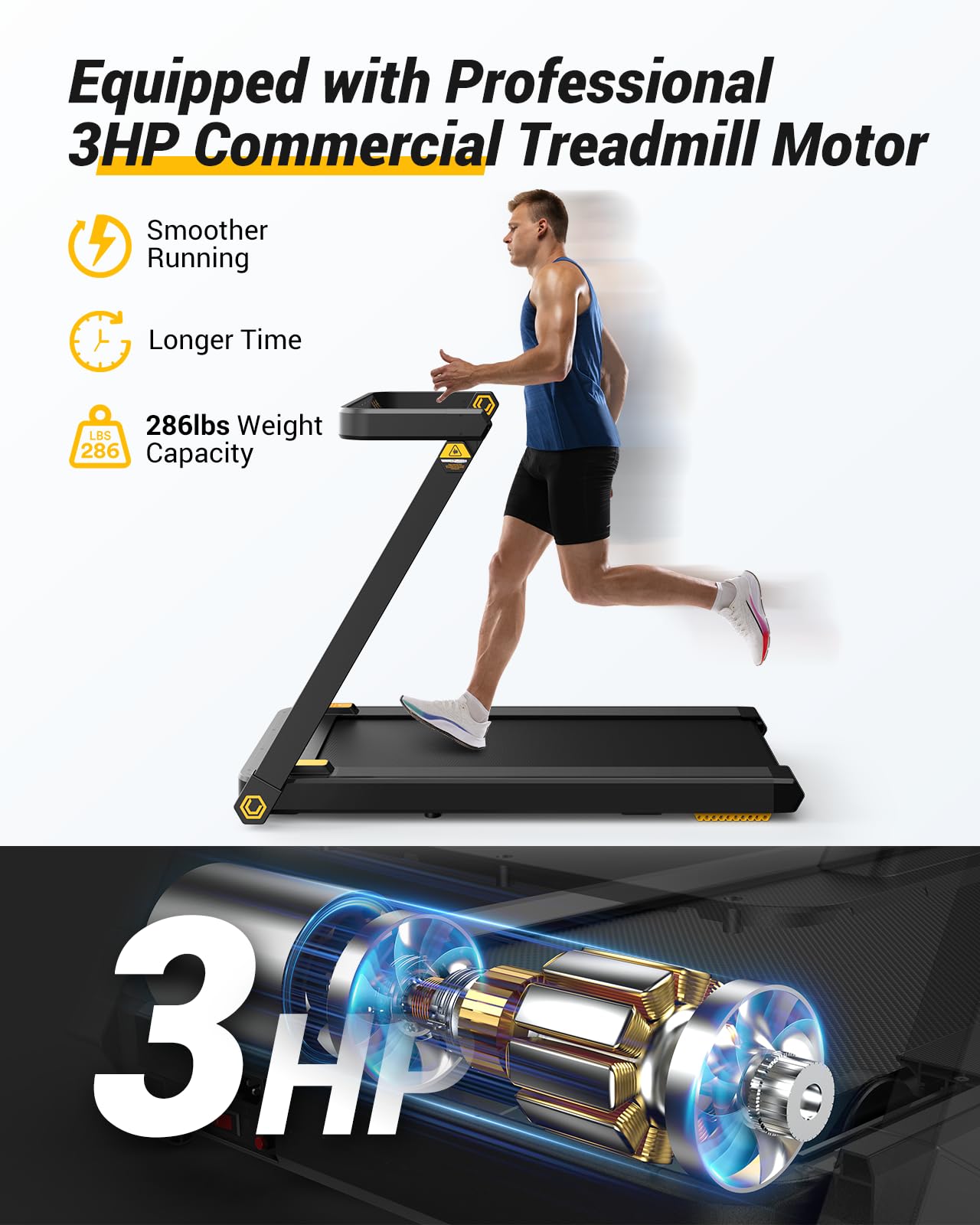 UREVO Walking Pad with Incline, 3 in 1 Portable Folding Treadmills for Home/Office, 2.5 HP Under Desk Treadmill, Large Running Area, Remote Control, LED Display