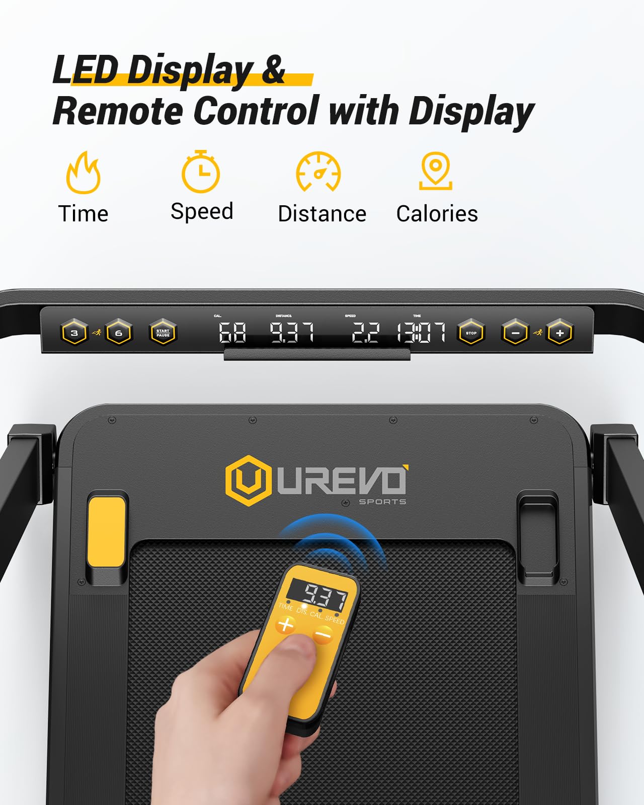 UREVO Walking Pad with Incline, 3 in 1 Portable Folding Treadmills for Home/Office, 2.5 HP Under Desk Treadmill, Large Running Area, Remote Control, LED Display