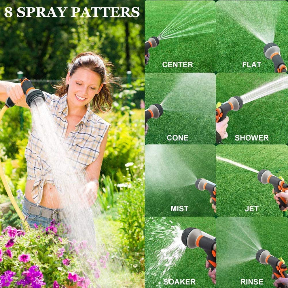 Garden Hose Sprayer Nozzle for Watering Plant Cleaning Cars Showering Pets with 8 Adjustable Pattern High Pressure Heavy Duty