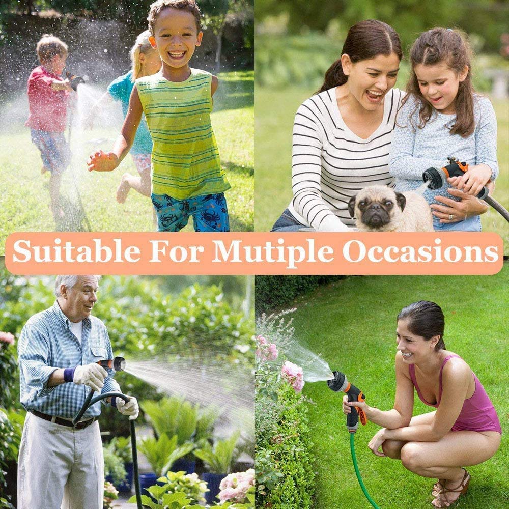 Garden Hose Sprayer Nozzle for Watering Plant Cleaning Cars Showering Pets with 8 Adjustable Pattern High Pressure Heavy Duty