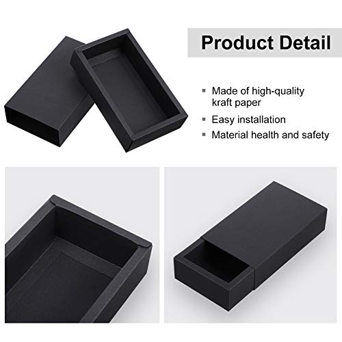 Zonon 15 Pieces Kraft Boxes Rectangle Drawer Boxes Mini Crafts Cardboard Present Boxes Present Packaging Boxes for Business Soap Jewelry Candy Weeding Party Favors (Black,5.9 x 3.1 x 1.6 Inch)