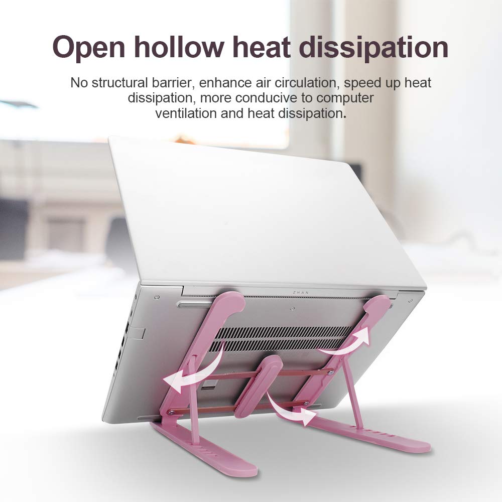 CYX Laptop Notebook Stand Holder Ventilated Adjustable Portable for Laptop Stand for Desk Compatible with MacBook Air Pro Dell Lenovo HP All Laptops 9"-15.6"(Pink)
