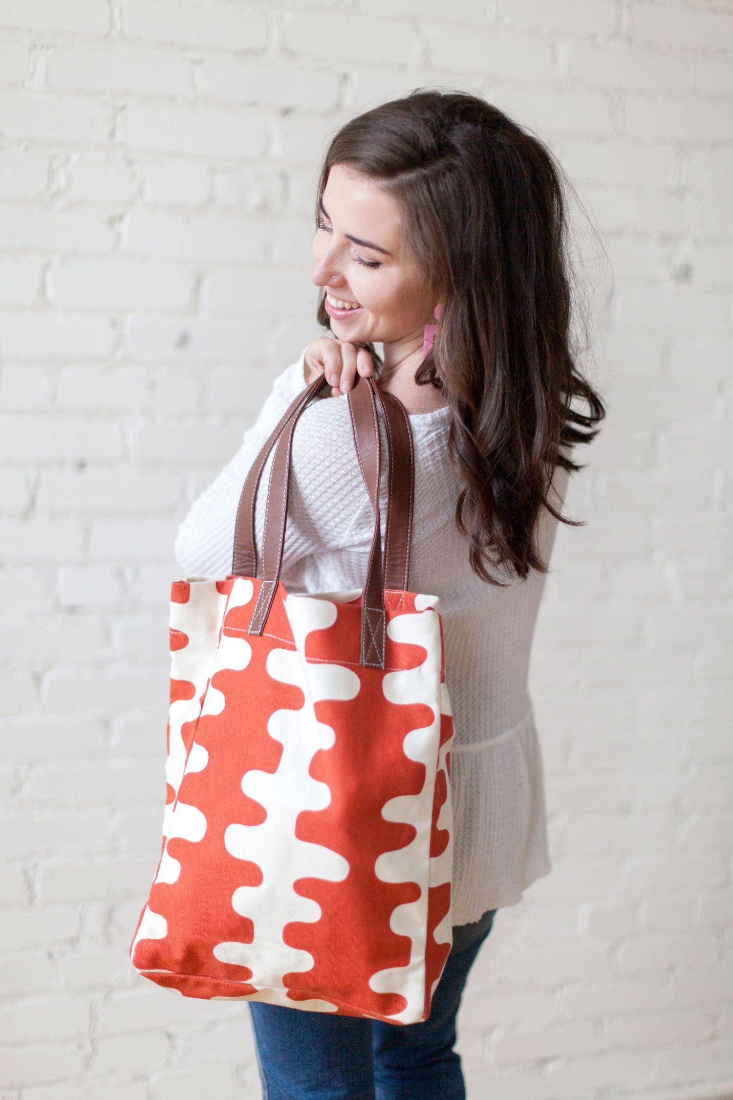 MAIKA Recycled Canvas Market Tote Bag, Echo Tangerine