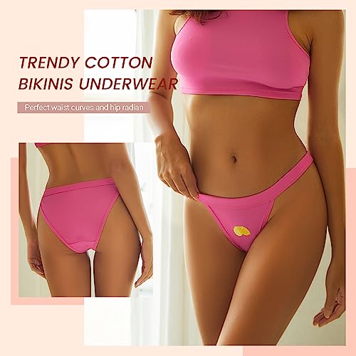 BAJAOEY Cotton Underwear for Women,Womens underwear cheeky,String Bikini Womens Panties Stretch Low-Rise Cheeky Panty 5 Pack S-XL