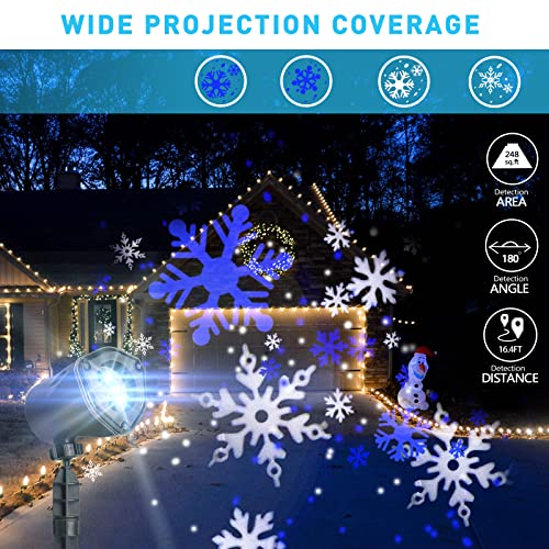 EAMBRITE Christmas Projector Lights LED White Blue Rotating Snowflake Projector Light for Birthday Wedding Theme Party Garden Home Winter Outdoor Indoor Decor