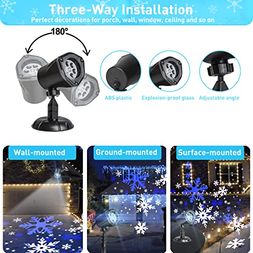EAMBRITE Christmas Projector Lights LED White Blue Rotating Snowflake Projector Light for Birthday Wedding Theme Party Garden Home Winter Outdoor Indoor Decor
