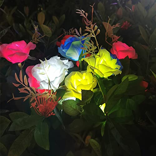 Solar Rose Garden Lights, Yard Decorations Solar Flower Lights, Waterproof Solar Rose Lamp for Garden Patio Yard Pathway Decoration, Christmas Rose Gift (1 Pack)
