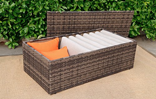 Baner Garden A170 5 Piece Outdoor Sofa Rattan Pool Patio Garden Set with Coffee Table and Beige Cushions, Wicker, Mixed Brown/Gray