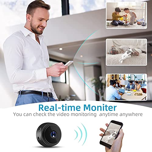 Mini Wireless WiFi Camera HD 1080P Home Security Cameras with Feed Covert Baby Nanny Cam with Cell Phone App Tiny Smart Pet Dog Cameras with Night Vision and Motion Detection