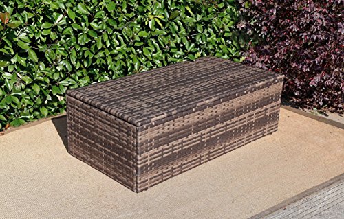 Baner Garden A170 5 Piece Outdoor Sofa Rattan Pool Patio Garden Set with Coffee Table and Beige Cushions, Wicker, Mixed Brown/Gray