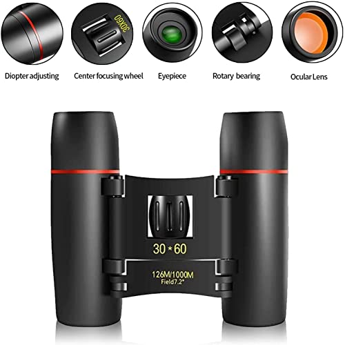 ZIYOUHU 30x60 Binoculars Small Compact Light Binoculars, Suitable for Adults and Children Bird Watching Travel Sightseeing, Waterproof Lightweight Small Binoculars, with Clear Low-Light Visionā¦