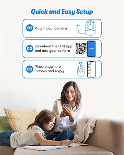 Security Camera for Baby Monitor, 2K Wi-Fi Cameras for Home Security, Pan/Tilt/Zoom Indoor Camera Wireless with Phone APP, 2-Way Audio, Motion Detection, Night Vision (White-2)