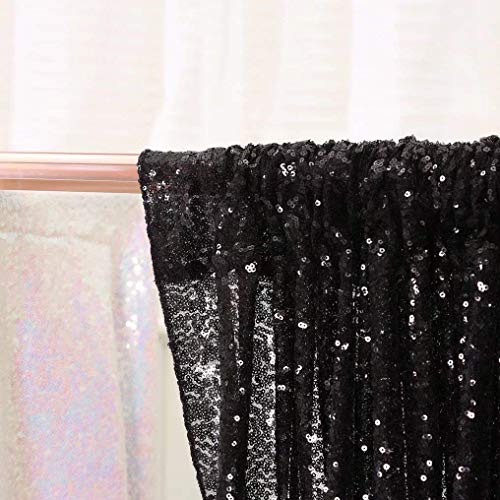 Black Backdrop Curtains for Parties 2 Panels 2ftx8ft Sequin Birthday Backdrop Seamless Photography Background Halloween Decoration