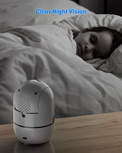 Security Camera for Baby Monitor, 2K Wi-Fi Cameras for Home Security, Pan/Tilt/Zoom Indoor Camera Wireless with Phone APP, 2-Way Audio, Motion Detection, Night Vision (White-2)