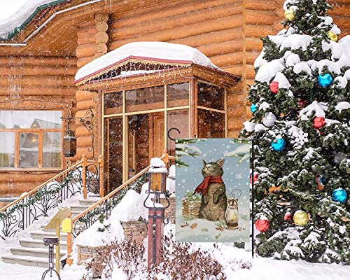Winter Garden Flag Cat Garden Flag Christmas Holiday Farmhouse Decorations Burlap Burlap Vertical Double Sided Yard Outdoor Decor 12.5 x 18 Inch