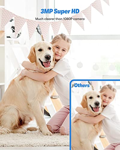 Security Camera for Baby Monitor, 2K Wi-Fi Cameras for Home Security, Pan/Tilt/Zoom Indoor Camera Wireless with Phone APP, 2-Way Audio, Motion Detection, Night Vision (White-2)