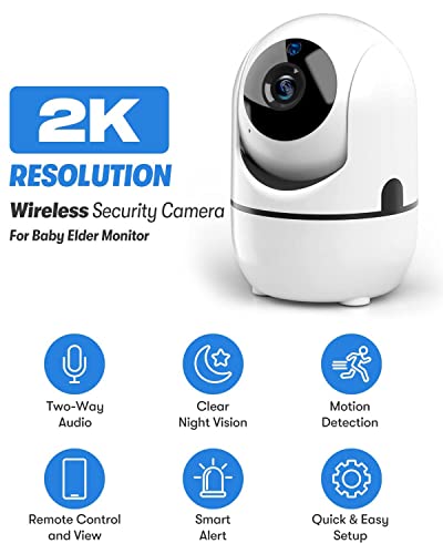 Security Camera for Baby Monitor, 2K Wi-Fi Cameras for Home Security, Pan/Tilt/Zoom Indoor Camera Wireless with Phone APP, 2-Way Audio, Motion Detection, Night Vision (White-2)