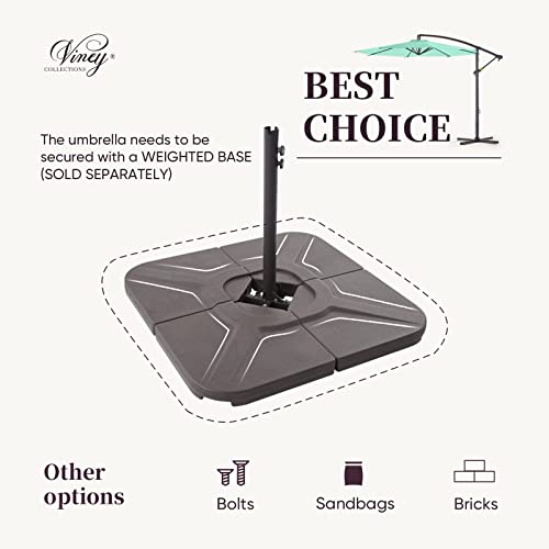 VINEY 10ft Patio Offset Umbrellas Cantilever Umbrella, Large Outdoor Umbrella w/Infinite Tilt, Waterproof UV Protection & Cross Base for Backyard, Poolside, Lawn and Garden (Mint Green)