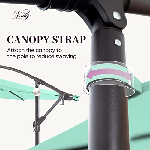 VINEY 10ft Patio Offset Umbrellas Cantilever Umbrella, Large Outdoor Umbrella w/Infinite Tilt, Waterproof UV Protection & Cross Base for Backyard, Poolside, Lawn and Garden (Mint Green)