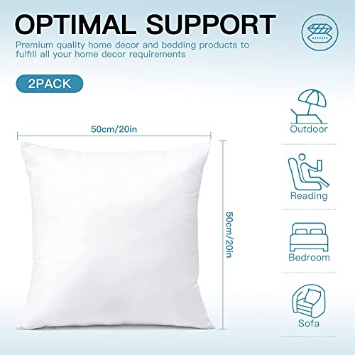 OTOSTAR Premium Outdoor Waterproof Throw Pillow Inserts 20 x 20 Inches Water Resistant Pillow Inserts Square Decorative Pillows for Couch Sham Cushion Stuffer Garden Furniture Patio Bench,Pack of 2
