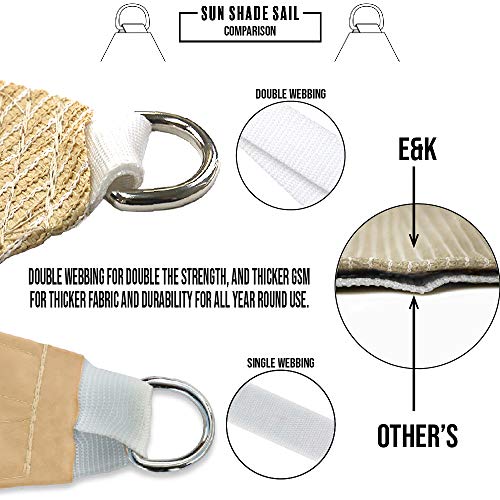 E&K Sunrise Sand 10' x 12' Sun Shade Sail Rectangle UV Block Canopy for Patio Backyard Lawn Garden Outdoor Facility and Activities