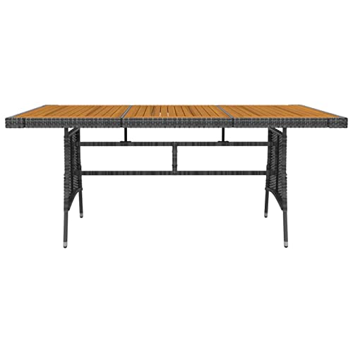 Tidyard 9 Piece Patio Dining Set Acacia Wood Tabletop Dining Table with 8 Garden Chairs Poly Rattan Conversation Set for Balcony, Yard, Deck, Lawn, Outdoor Furniture