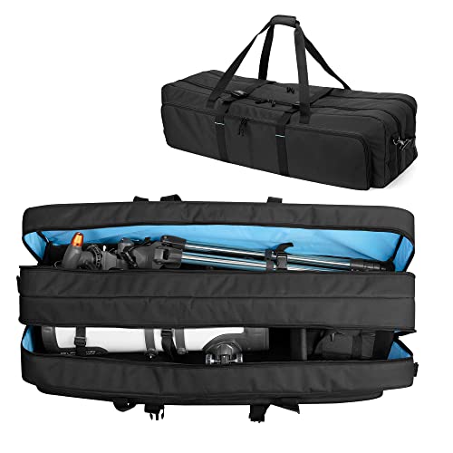 samdew Telescope Case, Double-layer Telescope Bag for Astronomical Telescope Storage, 40.8" Padded Telescope Carry Case Compatible with Celestron Telescope, Bonus Accessories Bag & Shoulder Strap