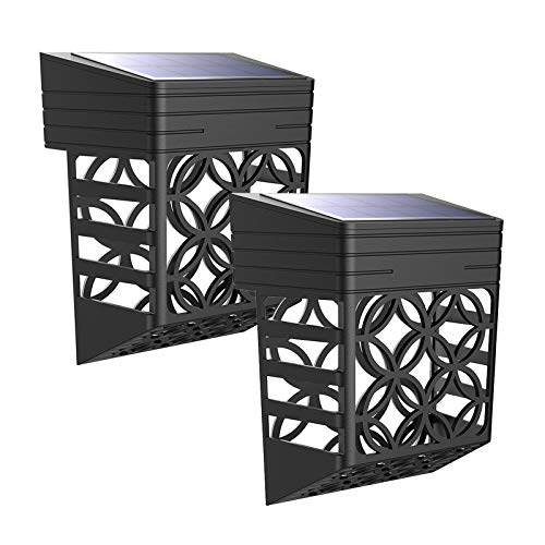 Solar Fence Light Outdoor, Solar Deck Light, Waterproof Solar Wall Light Outdoor for Outdoor Fence, Yard, Patios, Stairs, Steps, Front Doors, Garden Lighting Decoration Outdoor Lights (2 Pack)