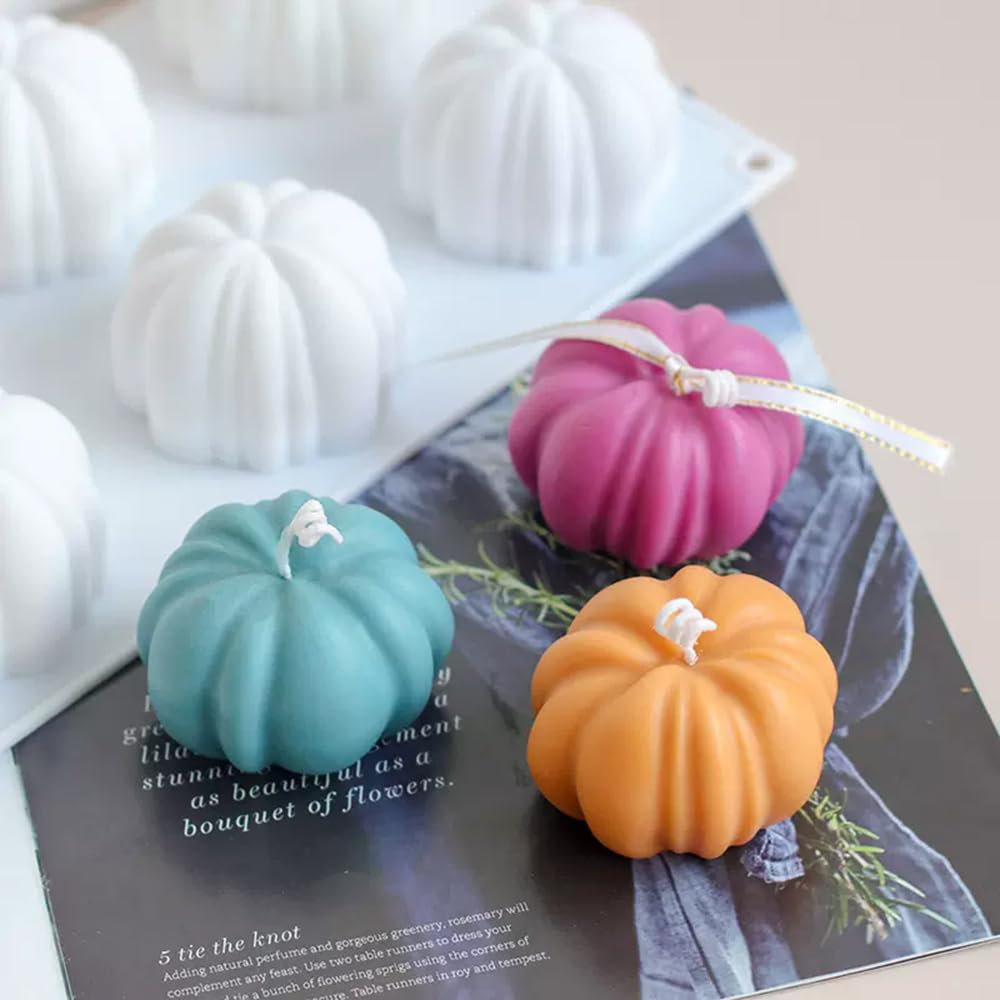 EchoDone Pumpkin Silicone Mold 6 Cavities Cupcake Baking Pan Mousse Tray Molds Kitchen Cake Decoration Fondant Mold for Halloween
