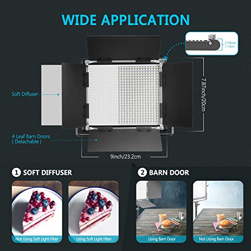 Neewer Upgraded 660 LED Video Light, Dimmable Bi-Color 3200K~5600K CRI 96+ LED Panel Light with LCD Screen, U-Mount Bracket and Barndoor for Studio Photography, YouTube Video Shooting (NL660S)