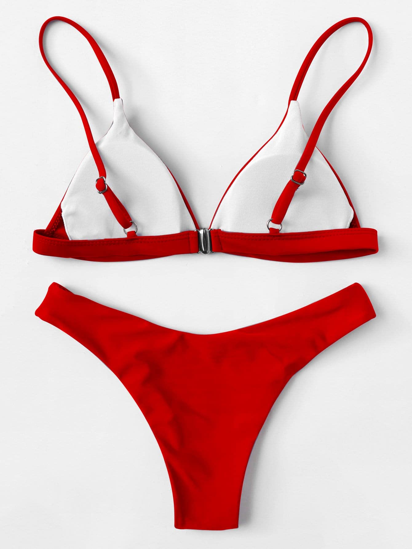 SOLY HUX Bikini Sets for Women Sexy Triangle High Cut Bikini Bathing Suits 2 Piece Swimsuit Solid Red S