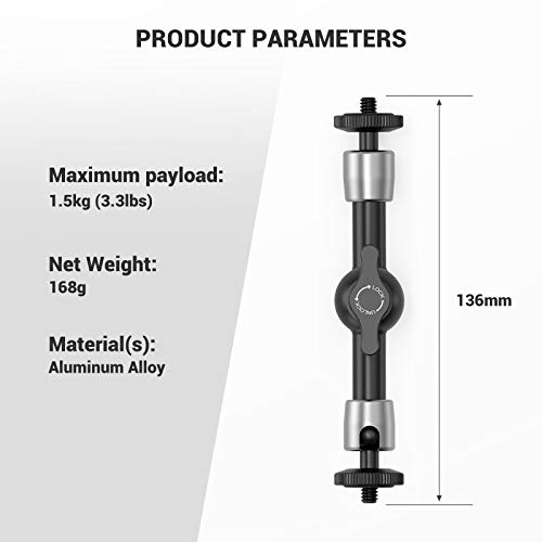 SmallRig 5.5 Inches Adjustable Friction Articulating Magic Arm, with Both 1/4" Screw for LCD Monitor/LED Lights - 2065