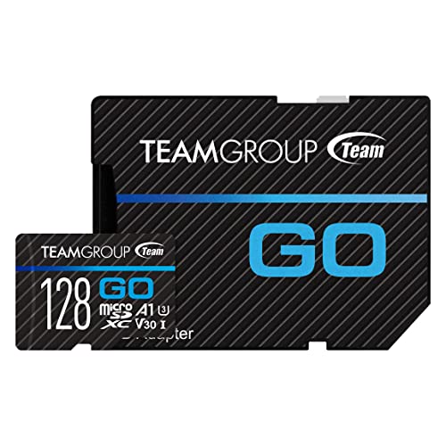 TEAMGROUP GO Card 128GB x 2 PACK Micro SDXC UHS-I U3 V30 4K for GoPro & Drone & Action Cameras High Speed Flash Memory Card with Adapter for Outdoor Sports, 4K Shooting, Nintendo-Switch TGUSDX128GU364