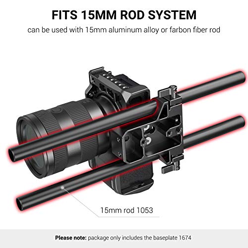 SmallRig Camera Base Plate with Rod Rail Clamp, Baseplate for Sony A6500 A6600 A6300, for Panasonic GH5 GH6, for Sony A7 Series, for Canon R5 R6, Both for Cameras & Cages - 1674