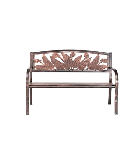 Plow and Hearth Fern Fronds Metal Garden Bench