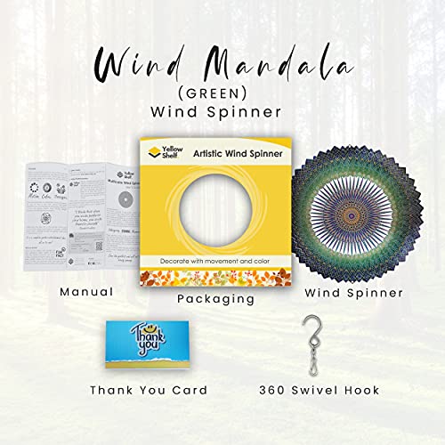 Yellow Shelf Kinetic Wind Spinners for Yard & Garden - Stainless Steel 3D Mandala Spinner - Hanging Wind Spinner for Lawn, Patio & Outdoor Decorations 12 inches