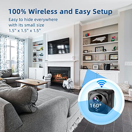 Mini Spy Camera Hidden WiFi 4K Wireless Indoor Small Nanny IP Cam Home Security Secret Tiny Surveillance Cameras with Phone App Night Vision AI Human Detection 100 Days Standby Battery Life