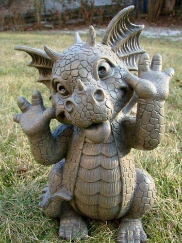 Pacific Giftware Garden Dragon Taunting Dragon Garden Display Decorative Accent Sculpture Stone Finish 10 Inch Tall