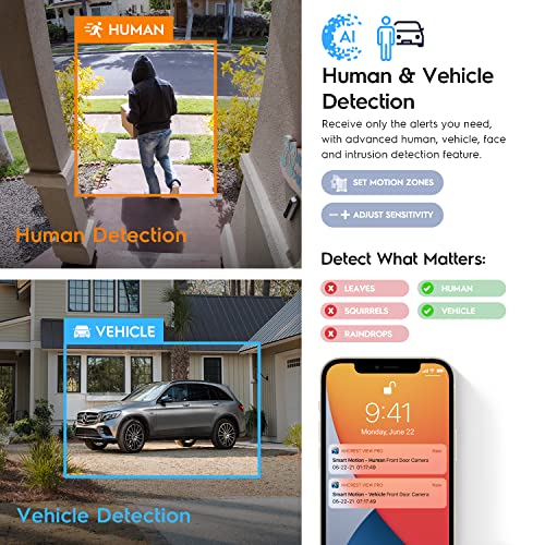 Amcrest UltraHD 4K (8MP) IP PoE AI Camera, 49ft Nightcolor, Security Outdoor Turret Camera, Built-in Microphone, Human Detection, Active Deterrent, 129° FOV, 4K@15fps IP8M-2779EW-AI (White)