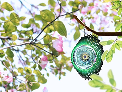 Yellow Shelf Kinetic Wind Spinners for Yard & Garden - Stainless Steel 3D Mandala Spinner - Hanging Wind Spinner for Lawn, Patio & Outdoor Decorations 12 inches