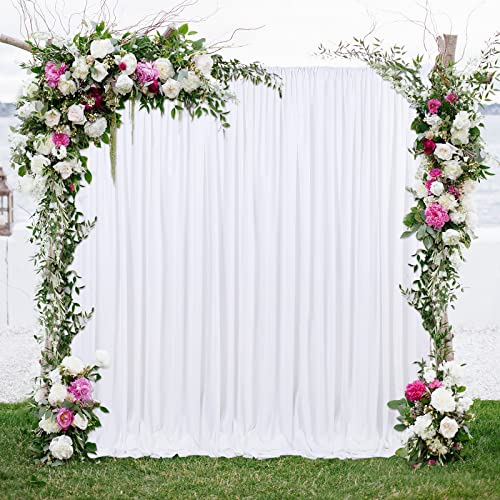White Polyester Background Drapes 10ft x 8ft Photography Backdrop Curtain Outdoor Wedding Backdrop Panels