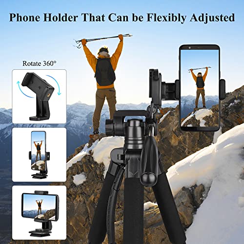 VICTIV 74” Camera Tripod, Tripod for Camera and Phone, Aluminum Tripod for Canon Nikon with Carry Bag and Phone Holder, Compatible with DSLR,iPhone, Projector, Webcam, Spotting Scopes