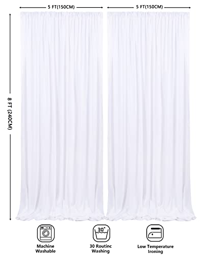 White Polyester Background Drapes 10ft x 8ft Photography Backdrop Curtain Outdoor Wedding Backdrop Panels