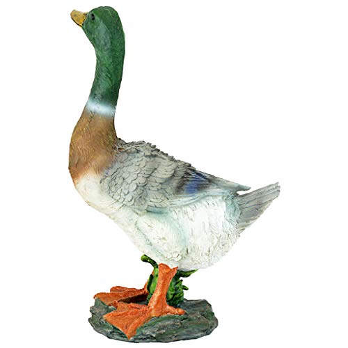 Design Toscano QM18989 Mallard Duck Animal Garden Statue, 13 Inch, Polyresin, Full color