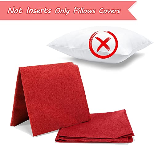ele ELEOPTION Pack of 2 Outdoor Waterproof Throw Pillow Covers, Rectangular Decorative Garden Cushion Pillow Cover Case with for PatioTent Couch (12x20 inch, Red)