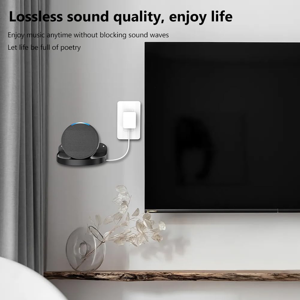 sikiwind Wall-mounted Speaker Holder Bracket Cable Management Round Sound Box Stand Space Saving Prevent Falling Home Decoration for Amazon Echo Pop