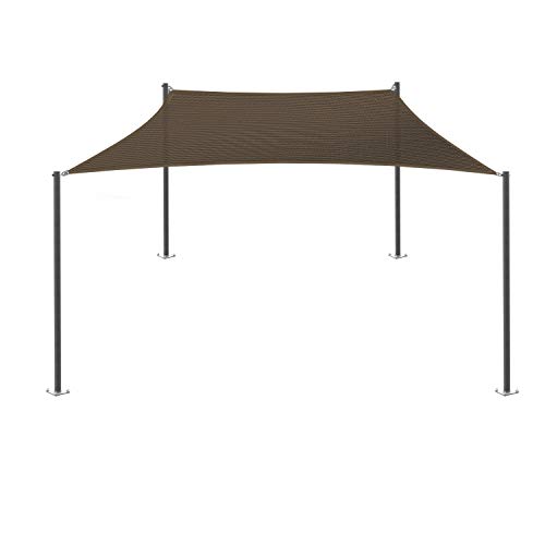E&K Sunrise Reinforcement Large Sun Shade Sail 24' x 24' Rectangle Heavy Duty Strengthen Durable Outdoor Garden Canopy UV Block Fabric (260GSM)- - Brown
