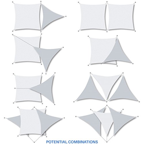 E&K Sunrise Reinforcement Large Sun Shade Sail 24' x 24' Rectangle Heavy Duty Strengthen Durable Outdoor Garden Canopy UV Block Fabric (260GSM)- - Brown