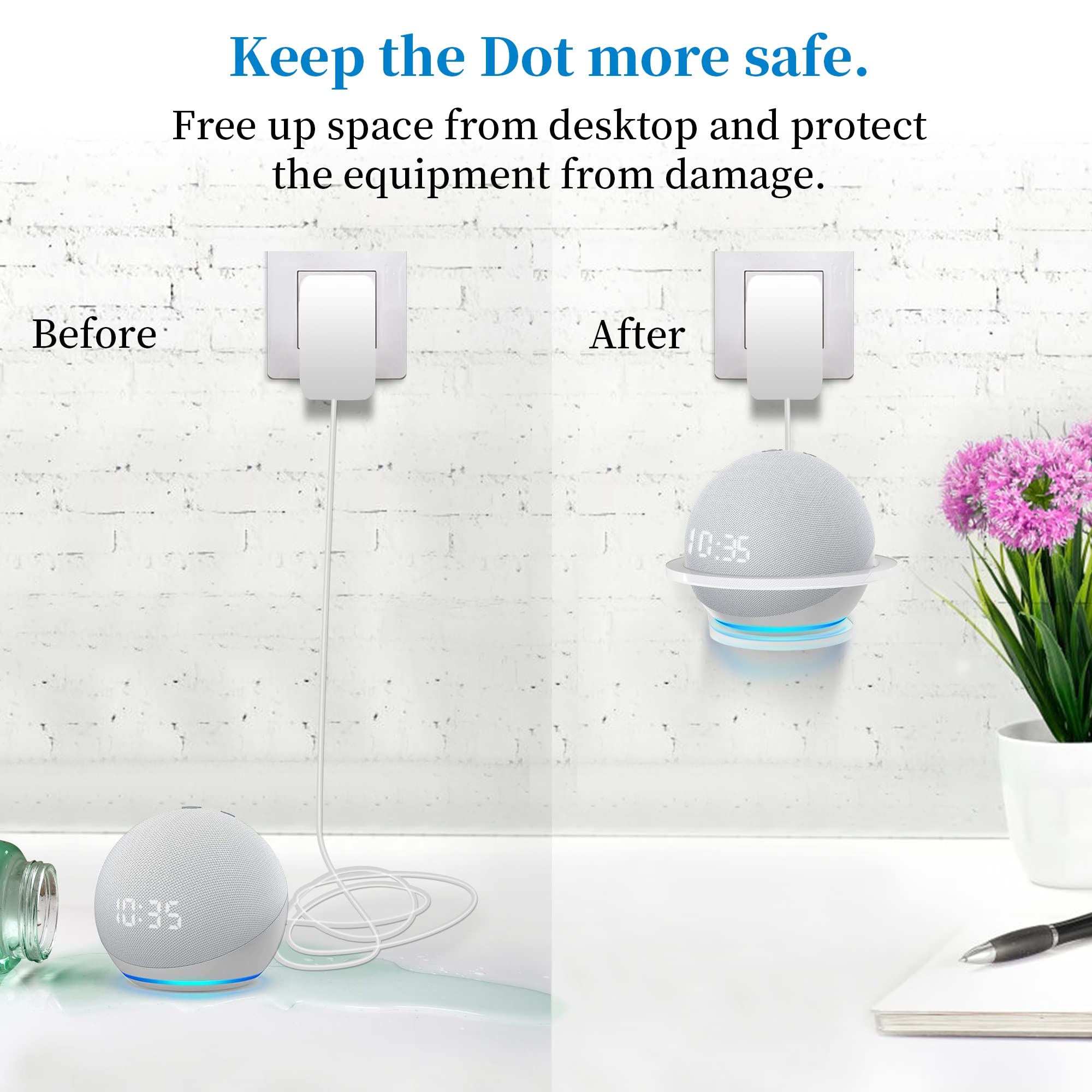 HomeMount Clear Screw Wall Mount - All New 4th Gen Acrylic Holder, Space Saving Solution Bracket Shelf Compatible with Homepod Mini Speaker & Cylindrical Portable Speakers (Clear 2Pack)