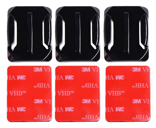 Adhesive Mounts for GoPro Cameras - 3x Curved & 3x Flat Mounts Bundle W/ 3M Sticky Pads- Tape Mount to Your Helmet/Bike/Board/Car- Fits ALL Go Pro Models - Premium Camera Accessories - 1 Year Warranty